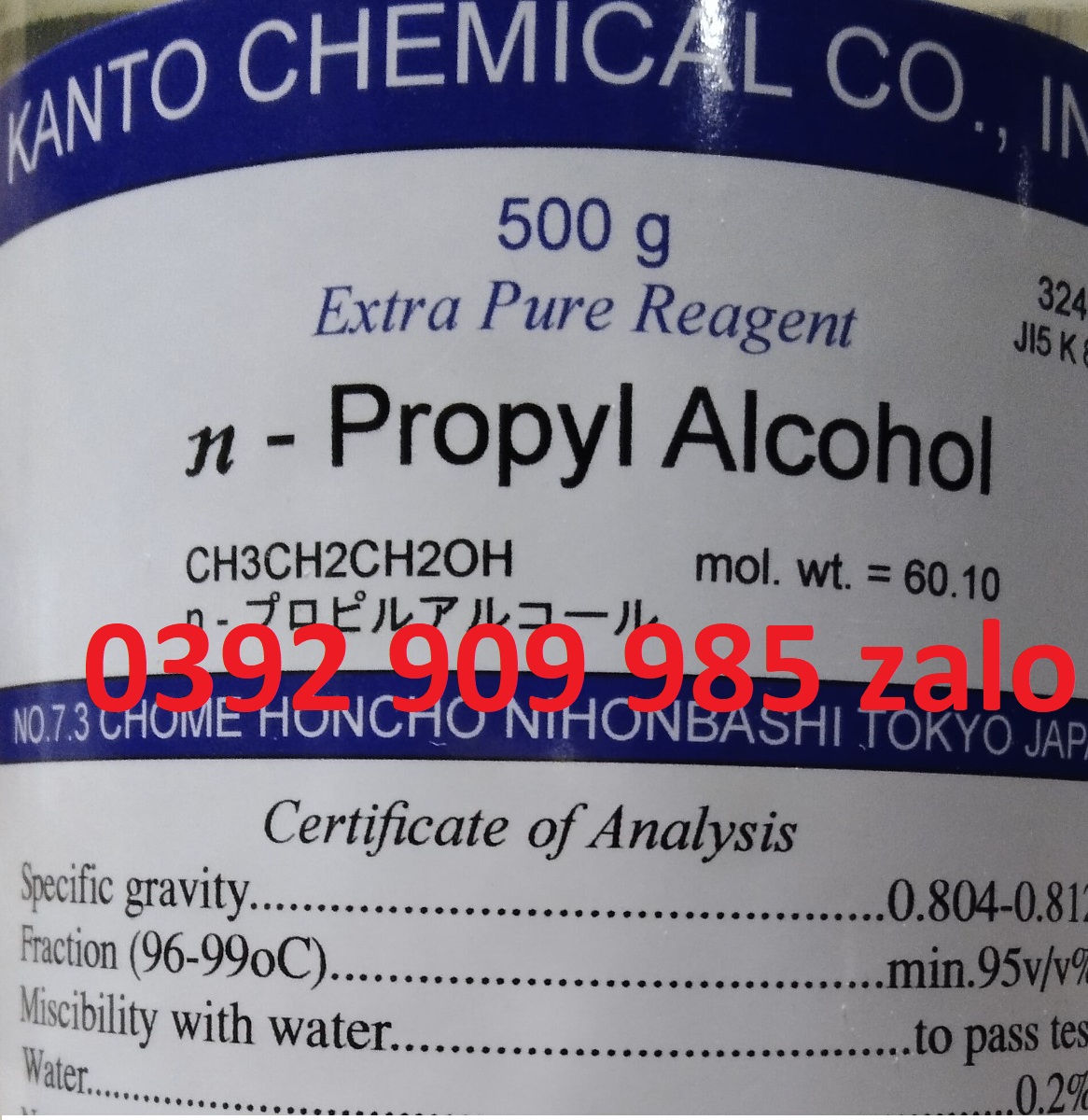n-Propyl alcohol chai 500g Kanto Nhật Bản